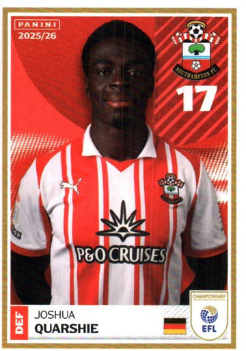 #372 Joshua Quarshie (Southampton) Panini EFL 2025/26 Sticker ...