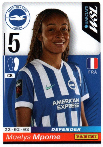 #109 Maelys Mpome (Brighton & Hove Albion) Panini Women's Super League ...