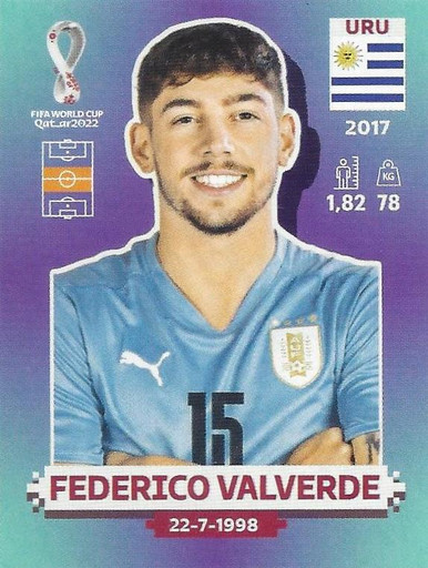 #URU15 Federico Valverde (Uruguay) Panini Qatar 2022 World Cup Sticker Collection ...