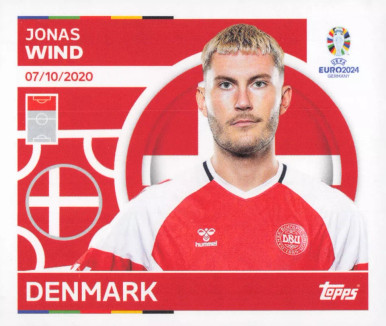 #DEN18 Jonas Wind (Denmark) Topps Euro 2024 Sticker Collection ...