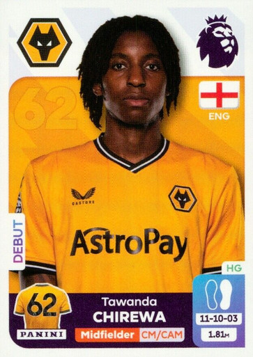 #U46 Tawanda Chirewa (Wolverhampton Wanderers) Panini Premier League ...