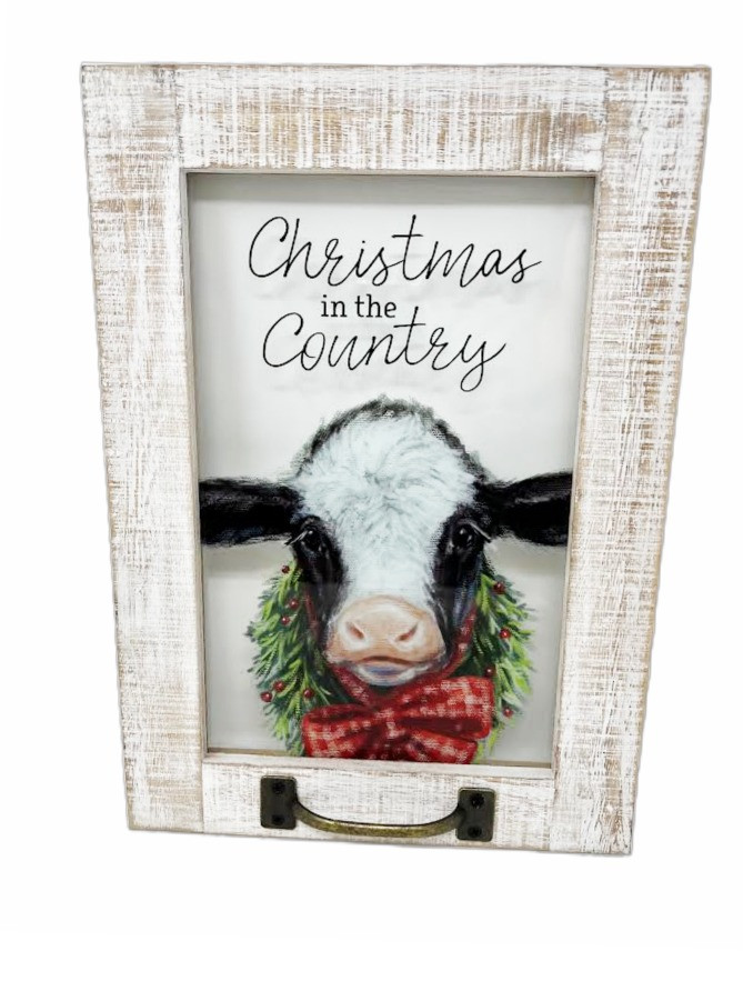 "Christmas in the Country" Cow Wall Sign - Zeb's General Store