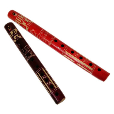 Fair Trade Bamboo Hand Painted Flute - Carved 9" Instrument from Peru ...