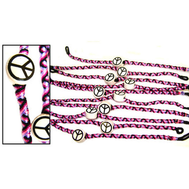 Beaded Friendship Bracelets - Peace Sign Pack of 50 - Incazteca