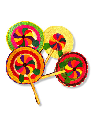 3 Pack Mexican Hand Fan Handmade Woven Palm and Bamboo Mexican Party ...