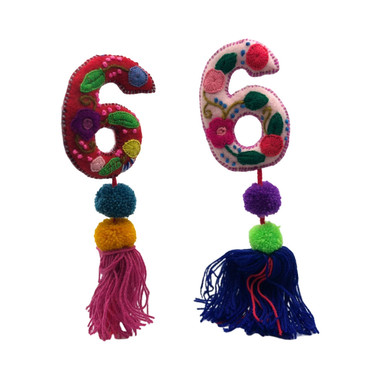 # 6 Embroidered Wool Ornament Alphabet Initials Number Birthday Age ...