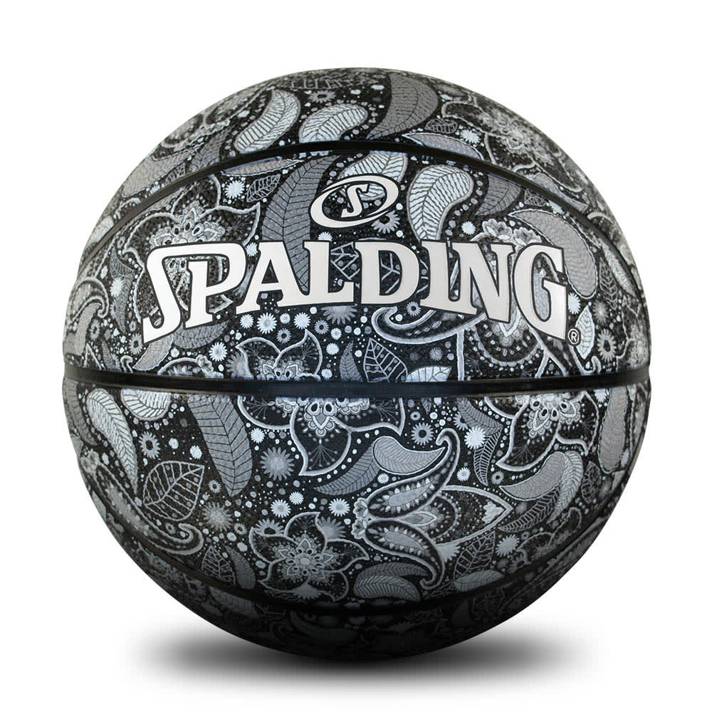 Spalding Paisley BLACK/WHITE Outdoor Rubber Basketball Size 6 ...