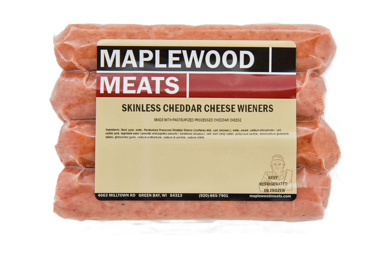 Skinless Cheddar Cheese Wieners - Maplewood Meats - Green Bay, WI