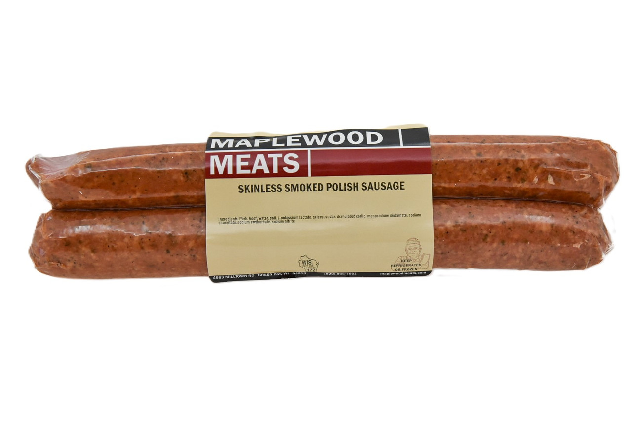 Skinless Smoked Pork & Beef Polish Sausage - Maplewood Meats - Green ...