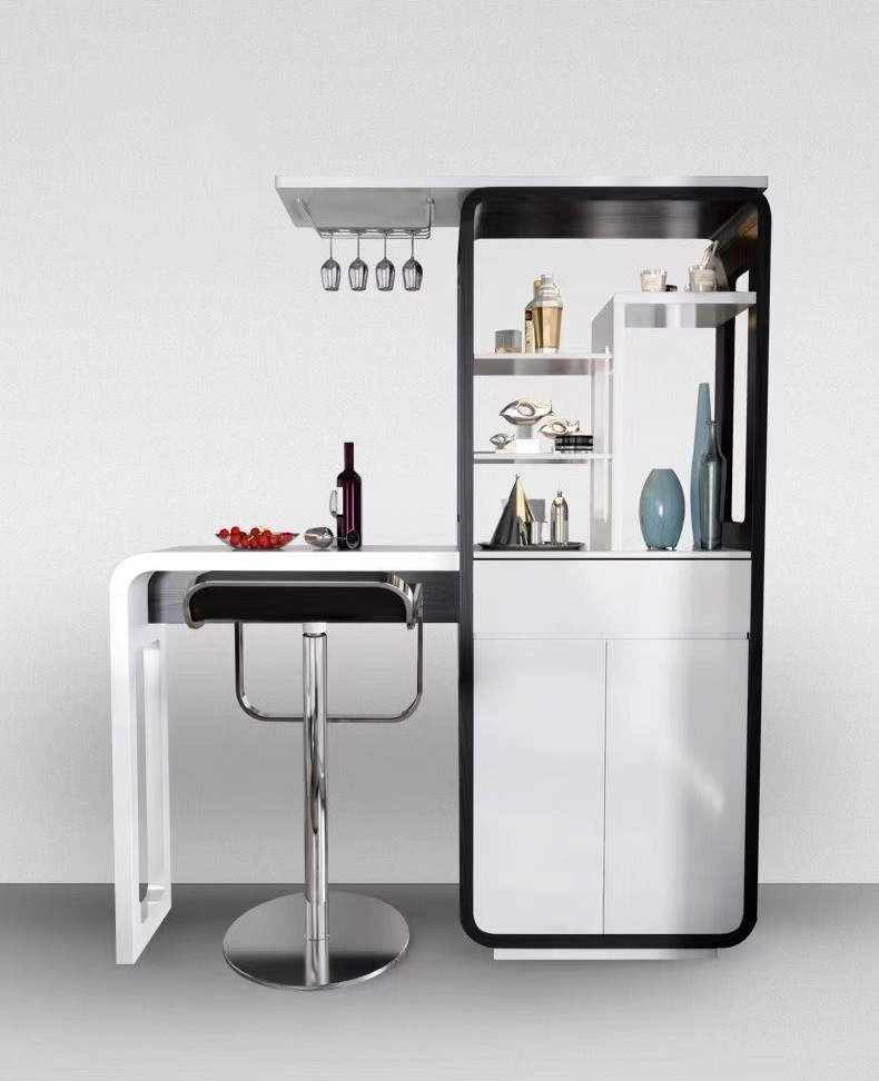 Oslo Wooden Bar Table with Storage Cabinet Modern Style