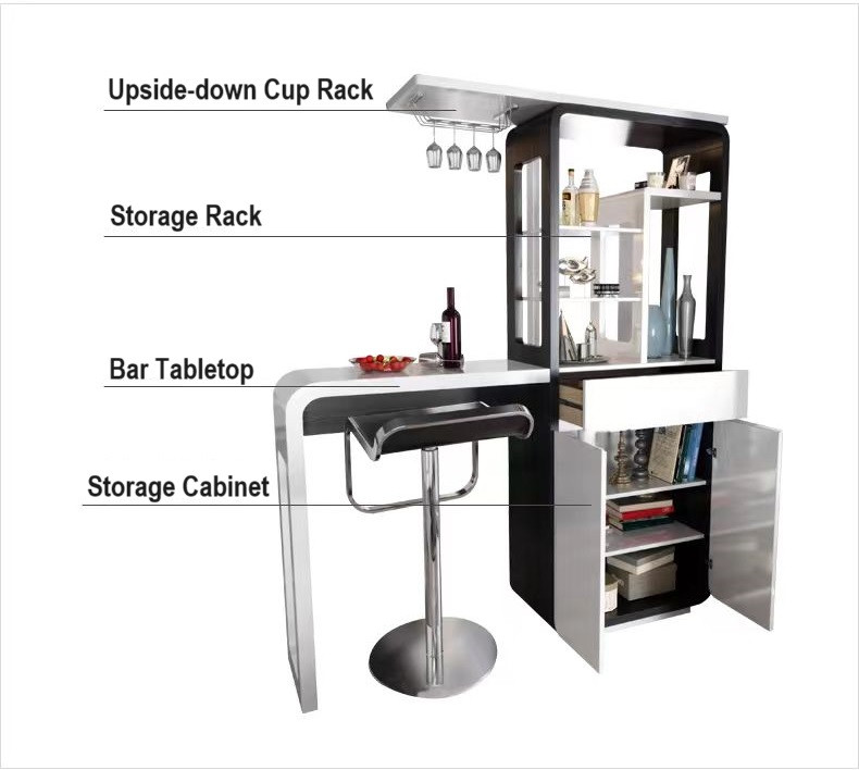 Oslo Wooden Bar Table with Storage Cabinet Modern Style