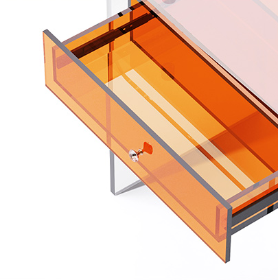 Izzy Acrylic Floating Side Table with Drawer Modern Style