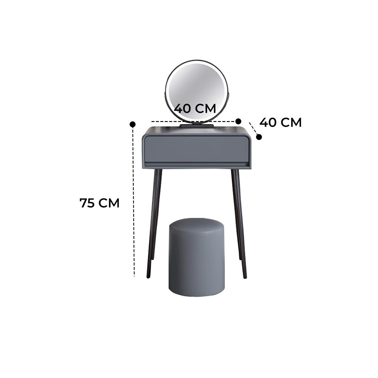 Finley Wooden Dressing Table with LED Mirror Modern Style