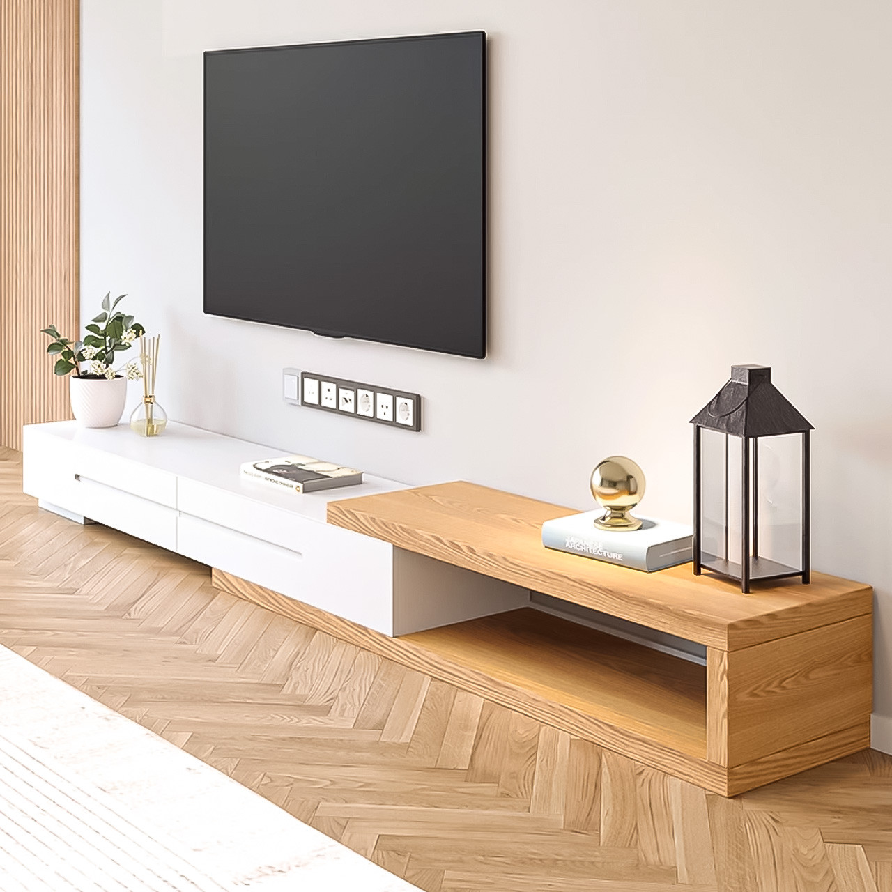 Brenna Telescopic TV Console with Cabinet