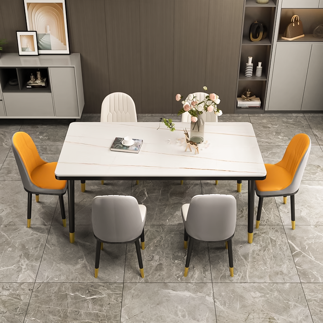Linn Marble Dining Table Set