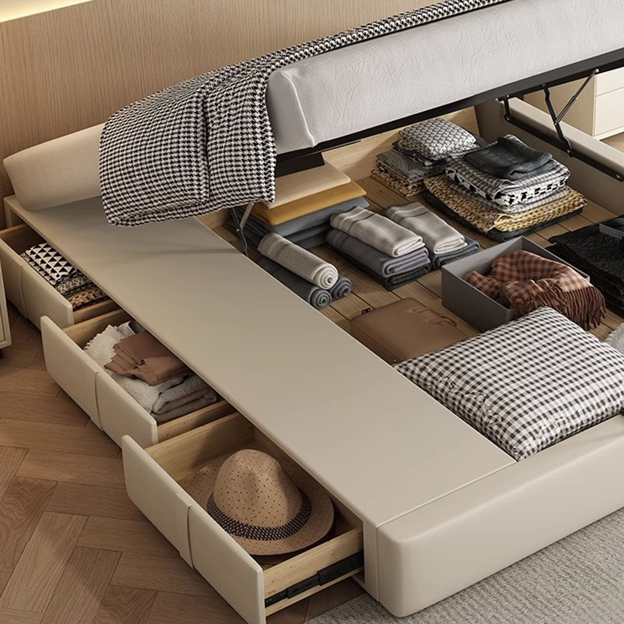 Estrid Wooden Japanese Tatami Master Bed Frame