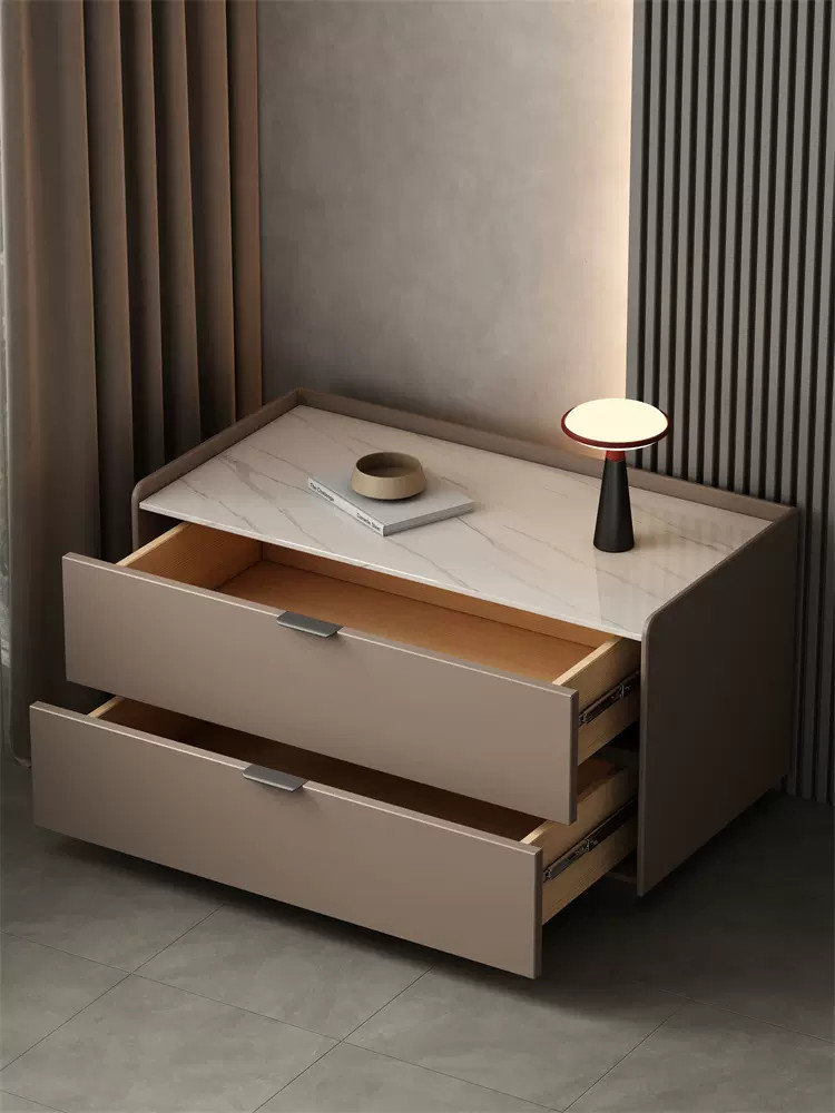 Finley Solid Wood Double Drawer Bedside Table Modern Style
