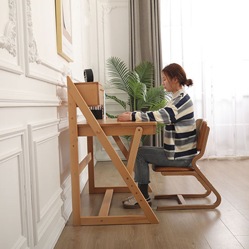 KENKO Height-Adjustable Wooden Study Chair Japanese Style