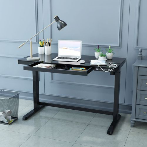 Mazi Glass Top Study Table Modern Style