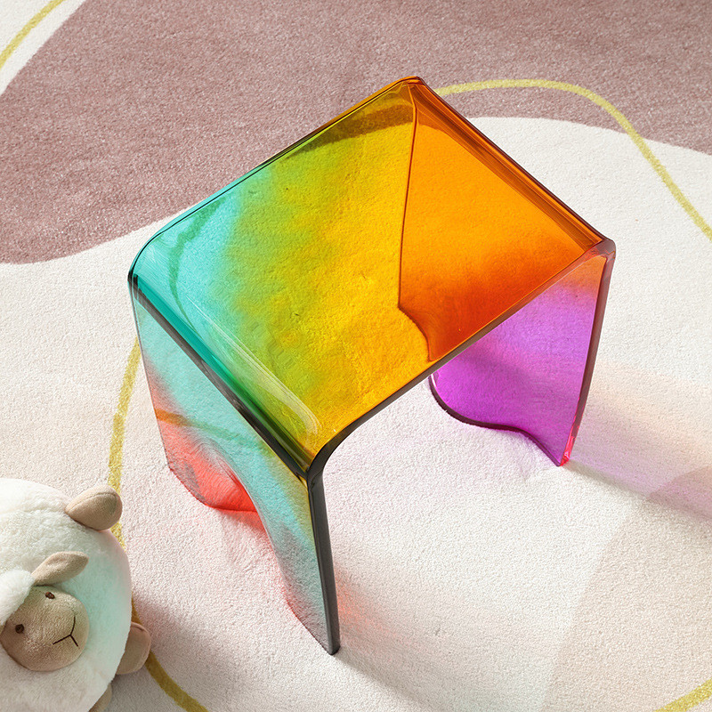 Linear Acrylic Rainbow Stool Transparent Modern Style