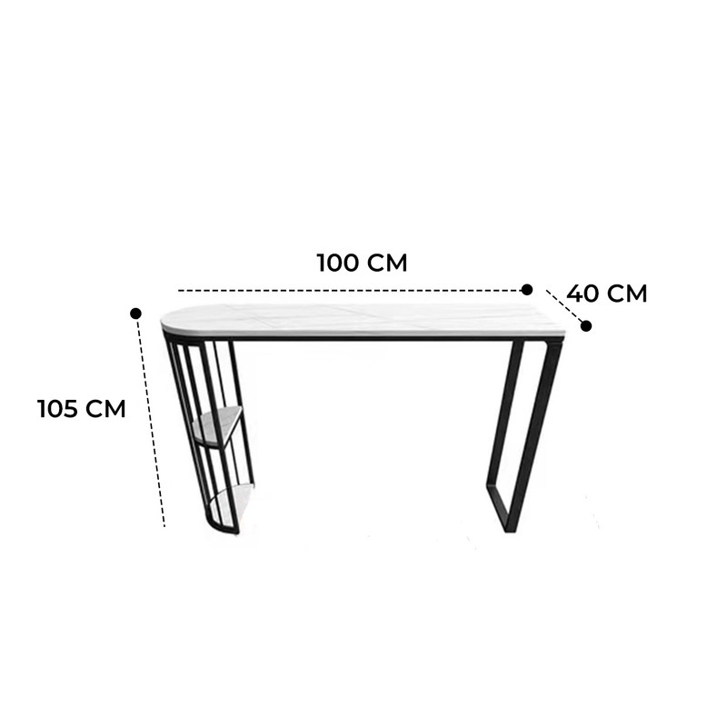 Isak Steel Bar Table with Rock Slab Finish