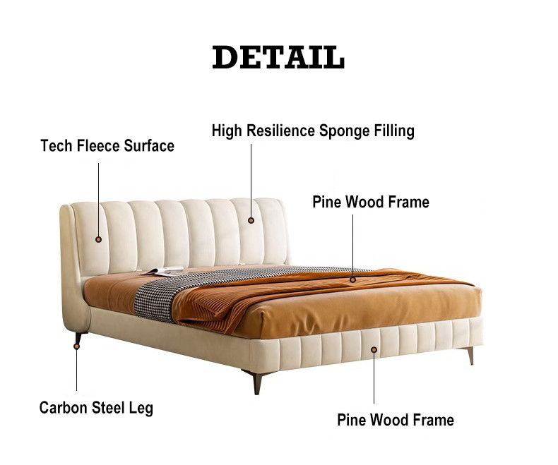 Esther Tech Fleece Bed with Storage Modern Style
