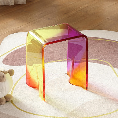 Linear Acrylic Rainbow Stool Transparent Modern Style