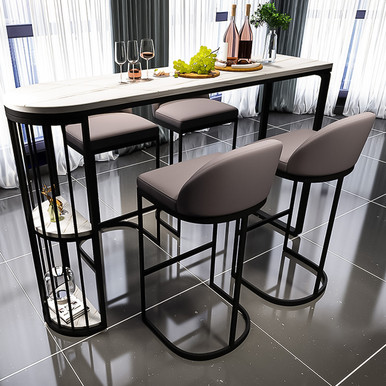 Isak Steel Bar Table with Rock Slab Finish