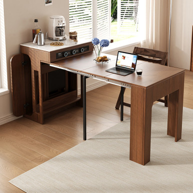 Maja Wooden Foldable Dining Table Set Modern Style
