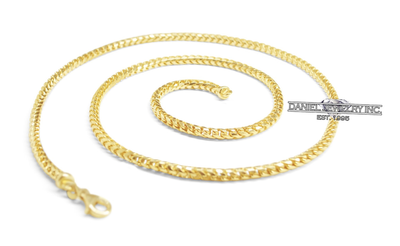 Franco Box Cuban Solid Link Chain 28" 26" 24" 22" 14k gold 2mm 24.5g Yellow