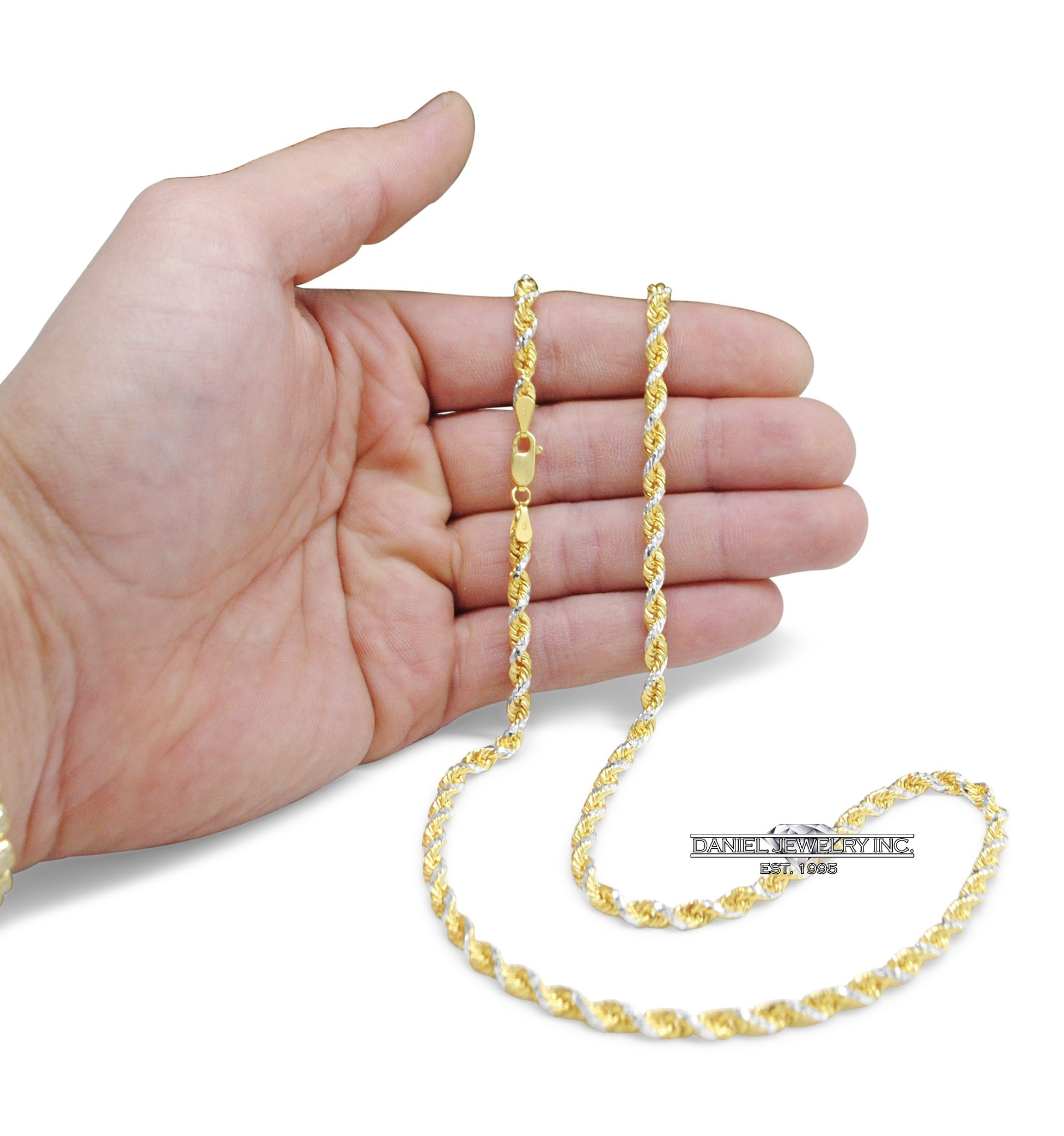 Prism Rope Solid Chain 26" 24" 22" 14k gold 4mm 19.4g Yellow Necklace Twist