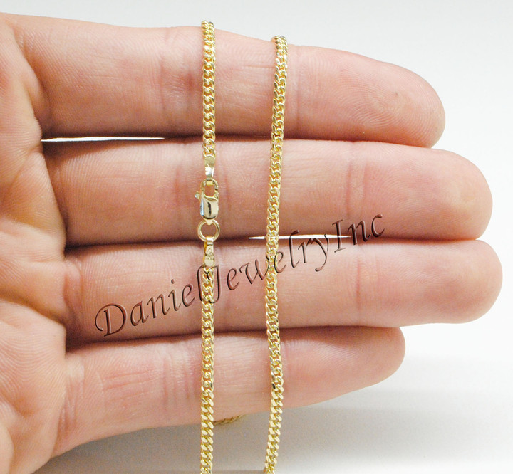 Miami Cuban Solid Curb Link Chain 30" 28" 26" 24" 22" 18k gold 2mm Yellow