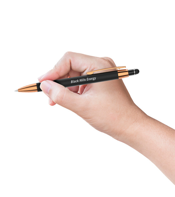 Celena Soft-Touch Metal Copper Pen with Stylus | ADLER Business Gifts