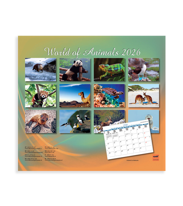 World of Animals 6 Language Wall Calendar | ADLER Business Gifts