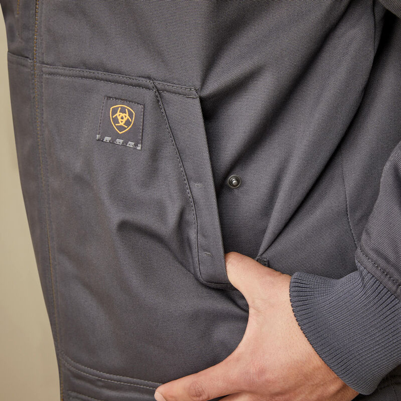 Rebar Stretch Canvas Bomber Jacket In Rebar Grey By Ariat