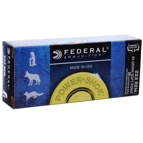 Federal Power Shok 3,050 fps 223 Remington 64 Grain Jacketed Soft Point ...