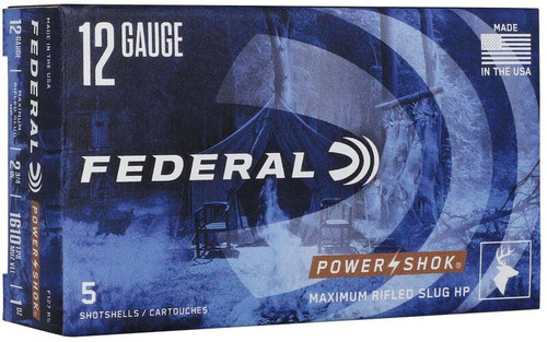 Federal Power-Shok Rifled Slug 1,610 fps 12 Gauge 2-3/4" 438 Grain Lead ...