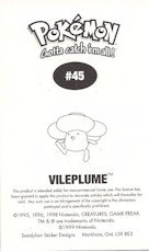 Pokemon Vileplume Sandylion Sticker Card