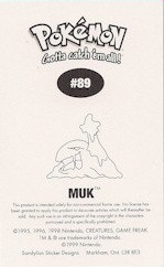 Pokemon Muk Sandylion Sticker Card