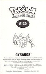 Pokemon Gyarados Sandylion Sticker Card