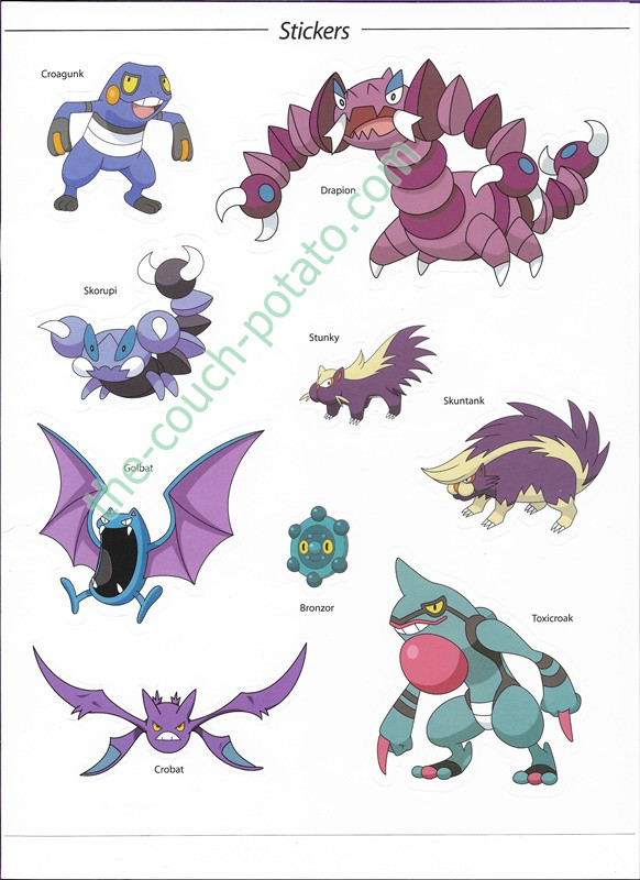 Pokemon Diamond Pearl Stickers Croagunk Drapion Skorupi Stunky Skuntank ...
