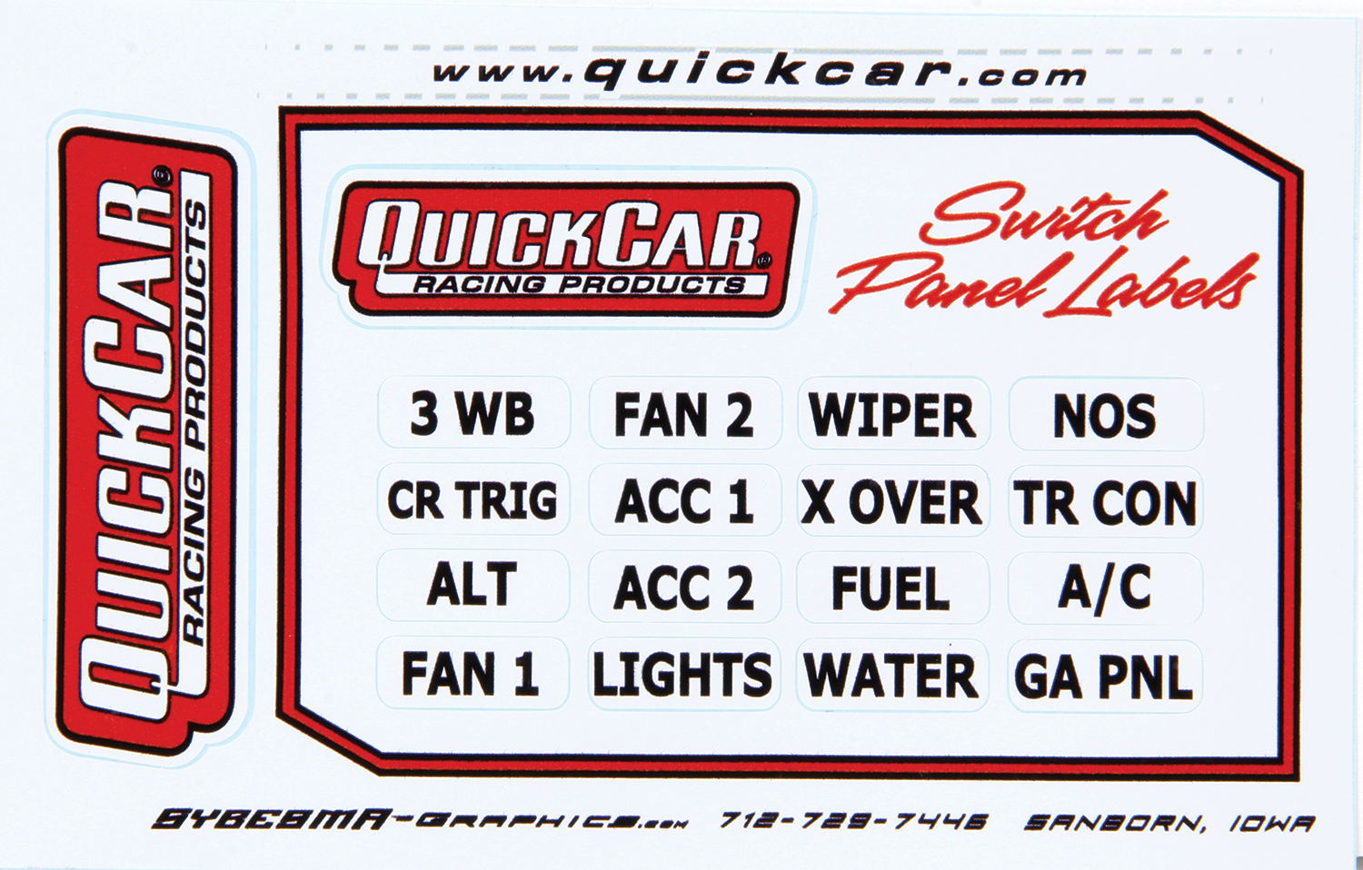 Switch Panel Stickers Small Ignition Panel | Quickcar Racing
