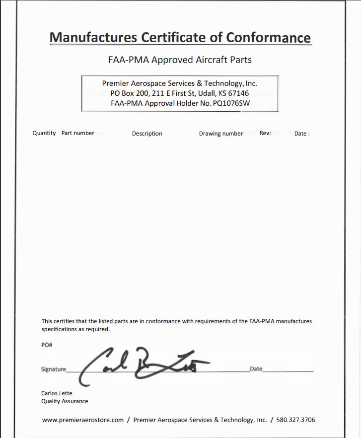 Certificate of Conformance