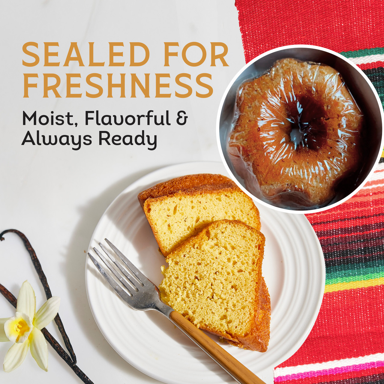 Mexican Vanilla Caribbean Rum Cake (16oz)
