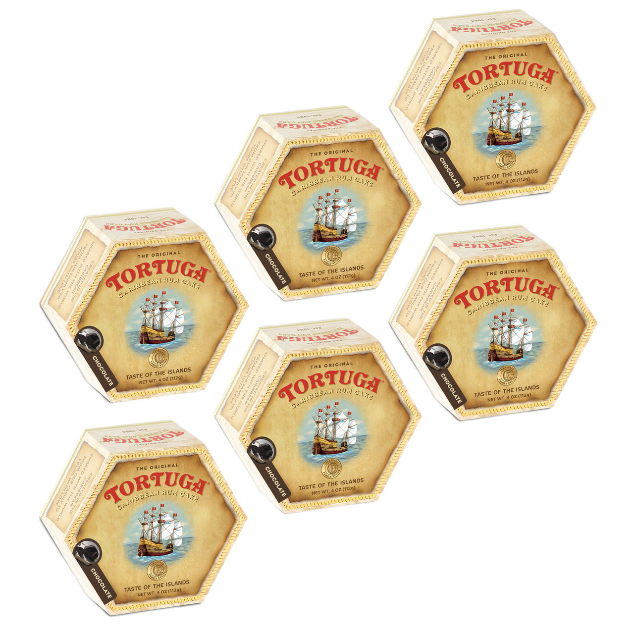 Six Pack Of Tortuga 4oz Chocolate Rum Cake