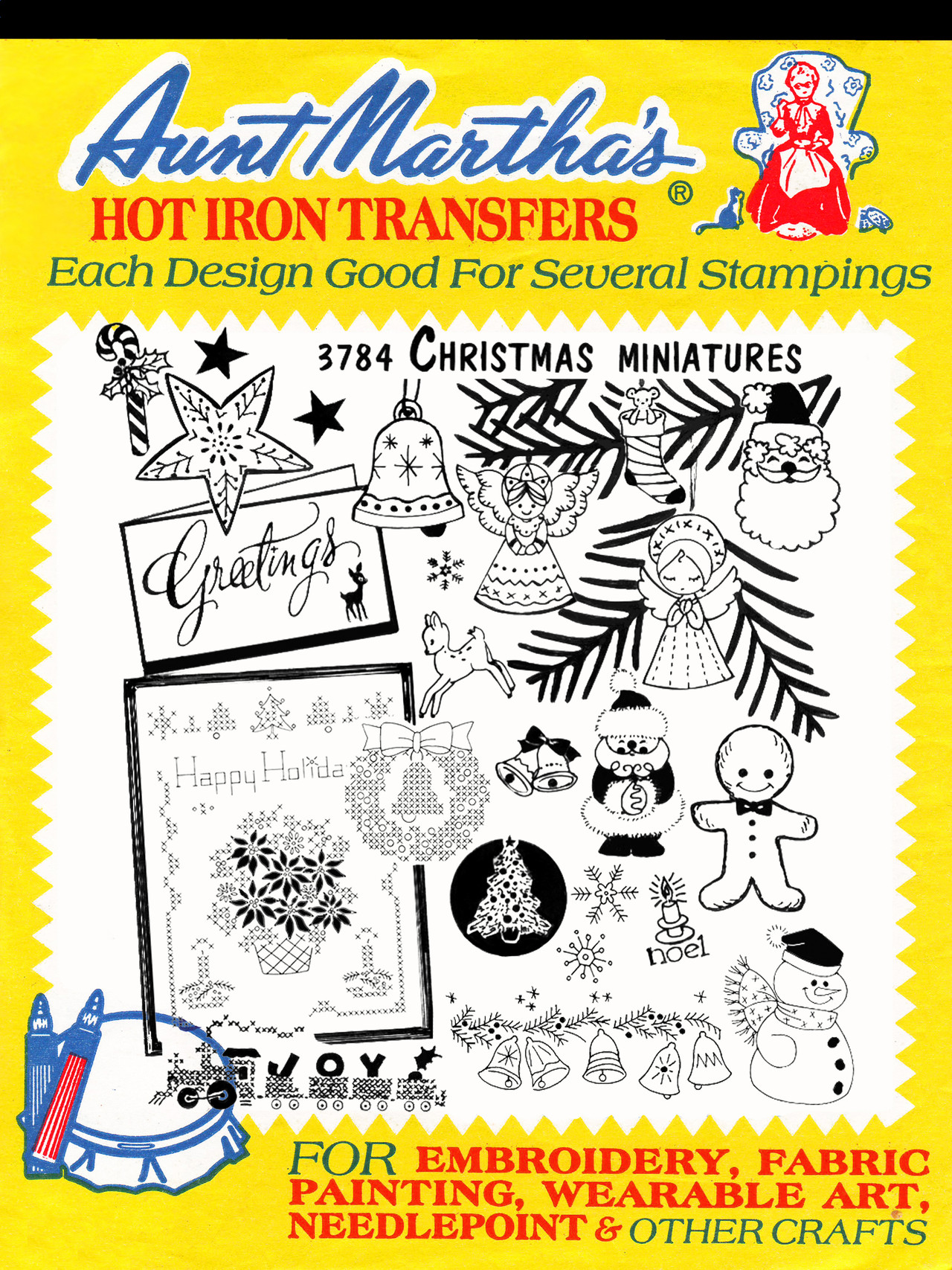 Embroidery Transfer Pattern Aunt Martha's #3857 Christmas Elves