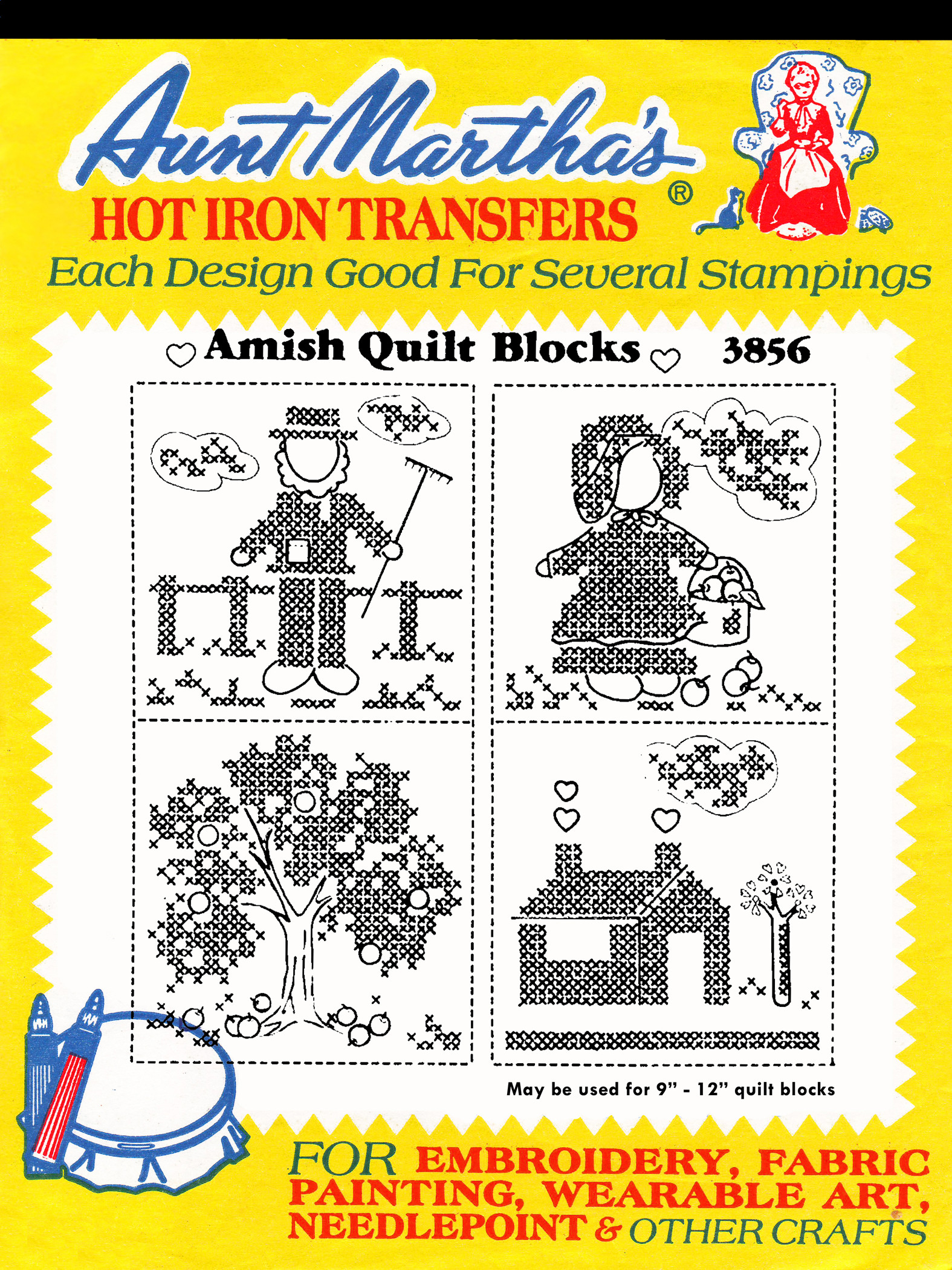 Embroidery Transfer Pattern Aunt Martha's #3921 Amish Children