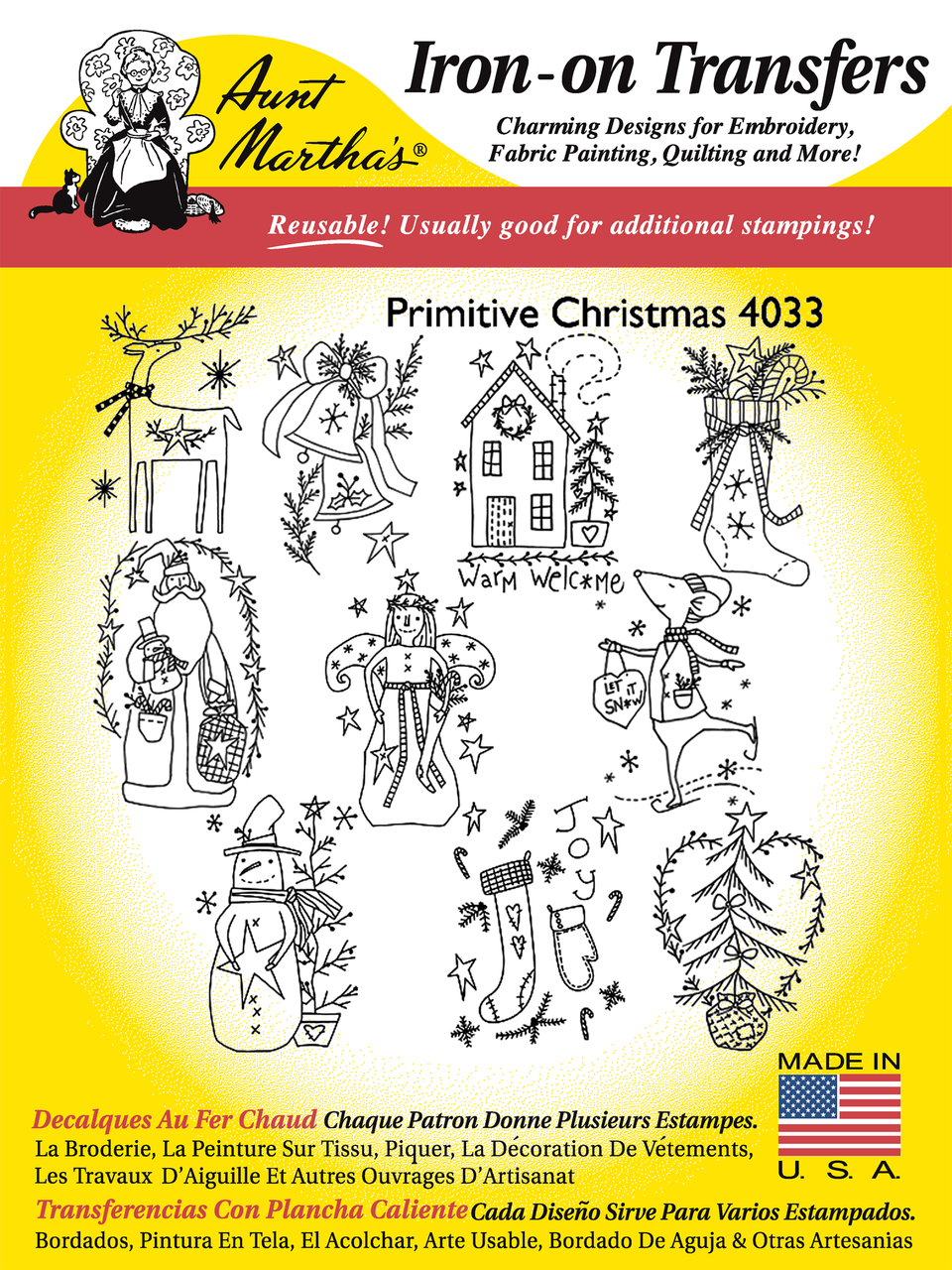 Embroidery Transfer Pattern Aunt Martha's® #4039 Christmas on the Farm