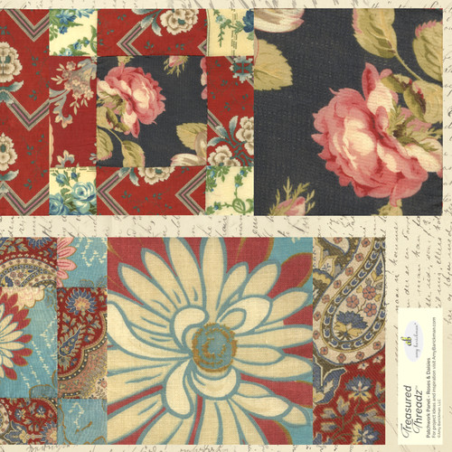 Treasured Threadz™ Patchwork Fabric Panel - Roses & Daises - Colonial ...
