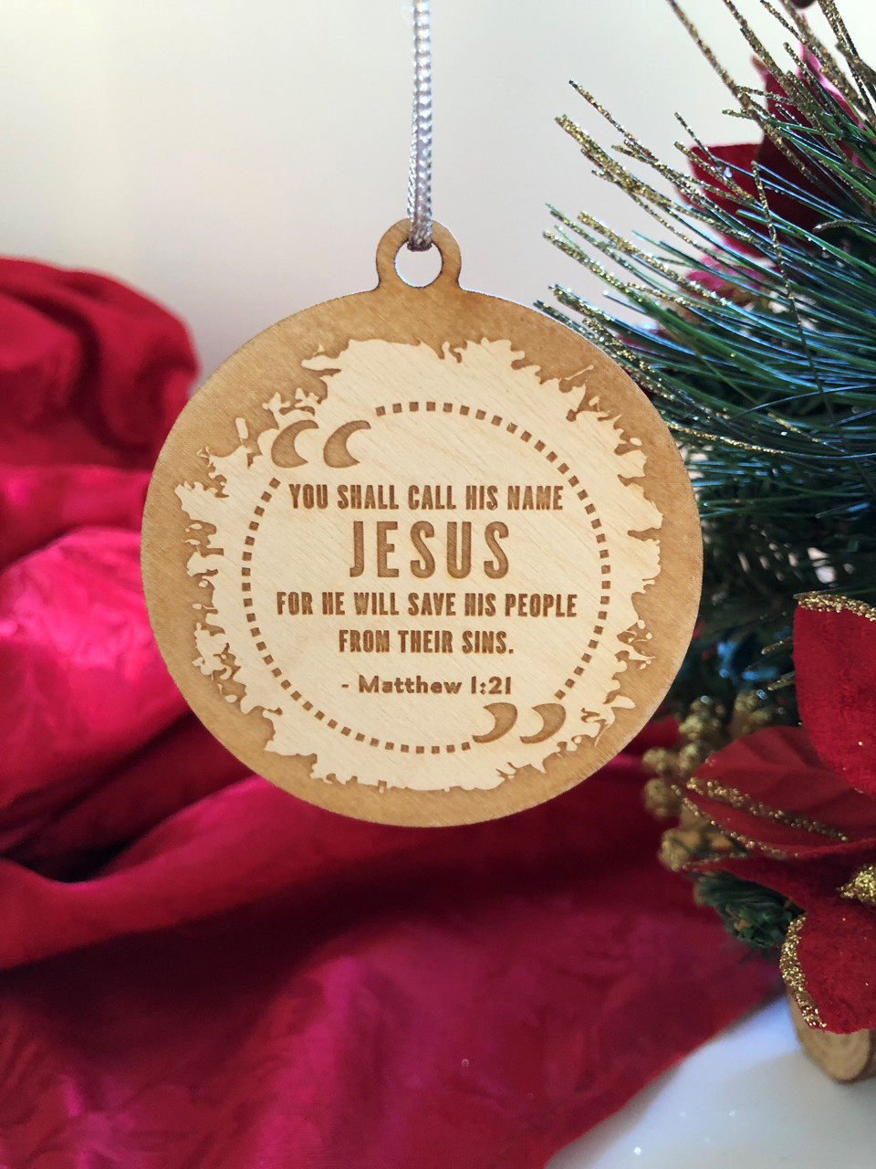 Christmas Ornament Wood You Shall Call His Name Jesus